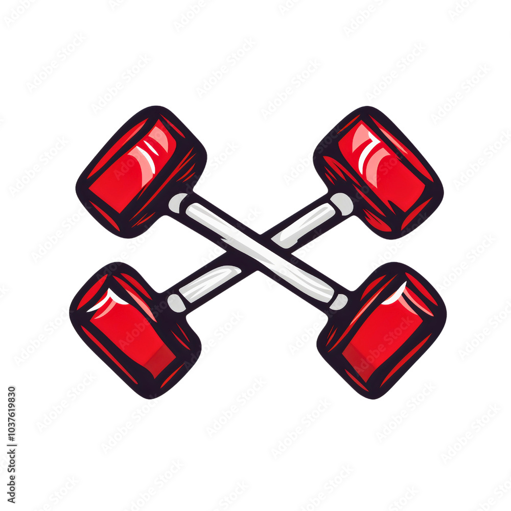 Strong crossed dumbbell gym, powerful fitness logo icon, athletic badge emblem symbol, dynamic ...