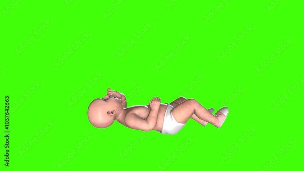 4k Animation of a Cute newborn baby cartoon sleeping and thumb-sucking ...