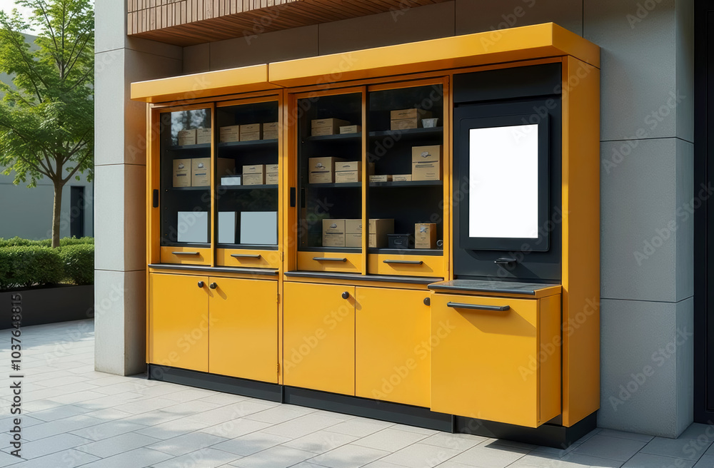 street parcel terminal automated station for receiving and delivering ...