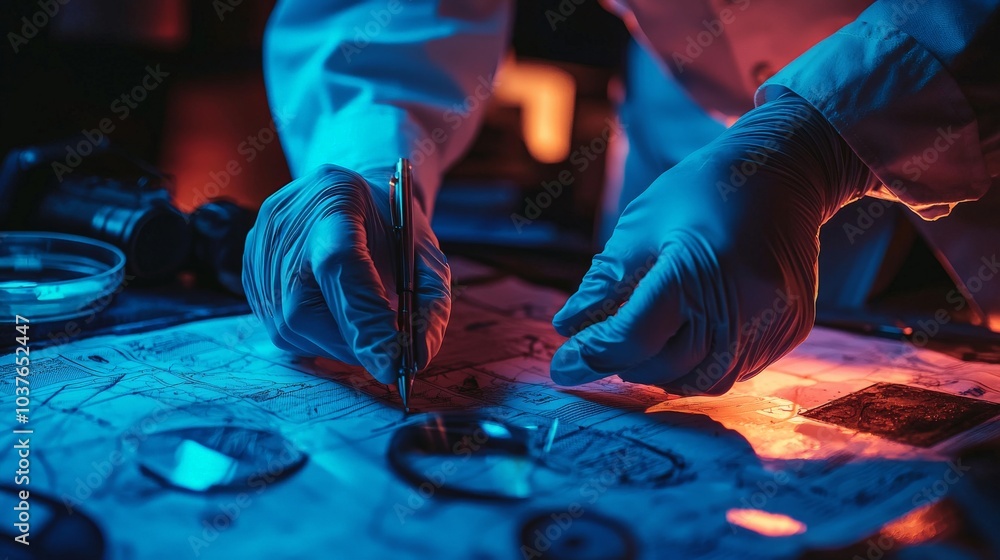 A criminologist classifying different crime scenes based on their ...