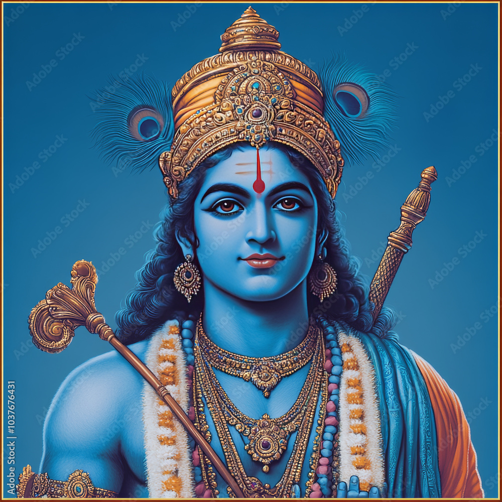 lord rama made with tmt bars, blue background Stock Illustration ...