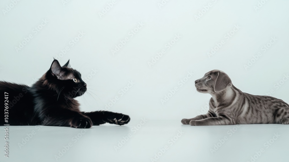 Cute moments of a Maine Coon cat and Labrador Retriever interacting ...