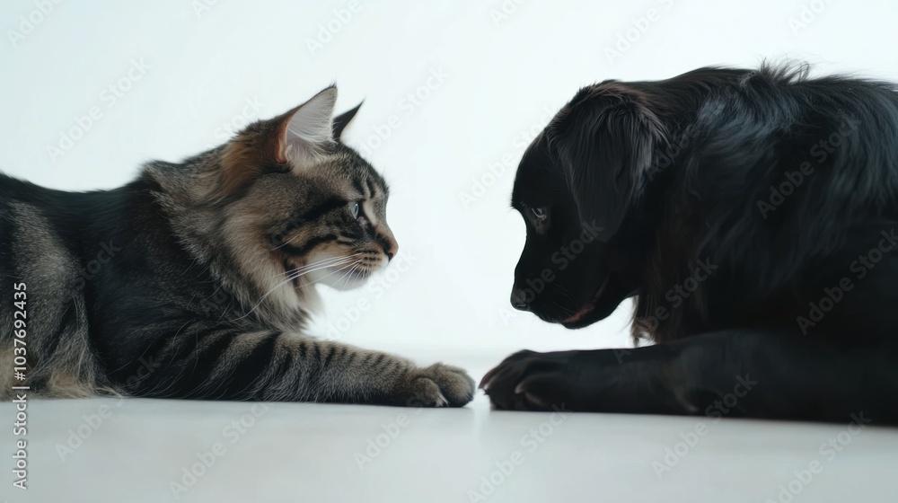 Cute moments of a Maine Coon cat and Labrador Retriever interacting ...