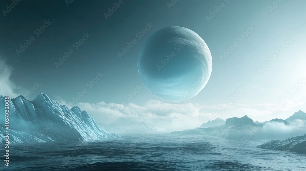 3D cartoon depiction of an Earth like habitable planet featuring clouds ...
