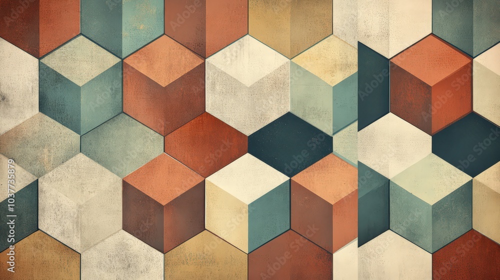 Vintage-style desktop wallpaper featuring retro geometric shapes in ...
