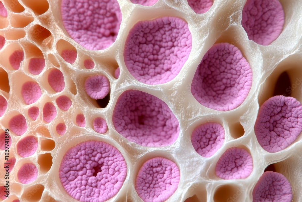 Human nerve tissue in a cross-sectional view, showing neurons, glial ...