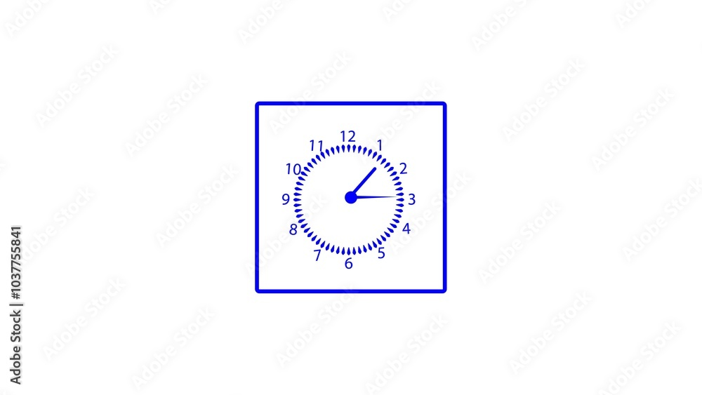 clock icon with moving arrows in 12 hour looping. clock animation with ...