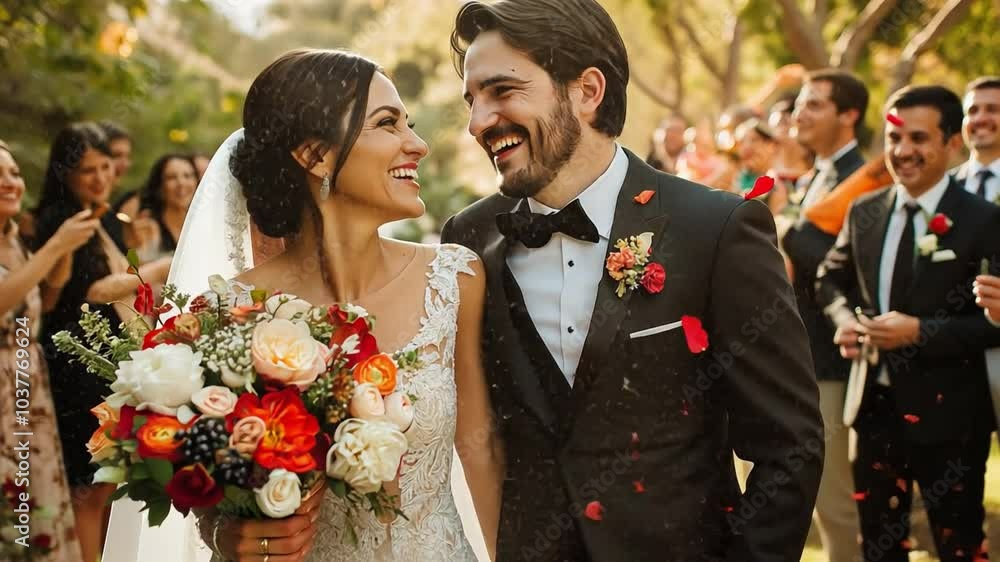 Happy wedding pictures of the bride and husband. a joyful couple ...