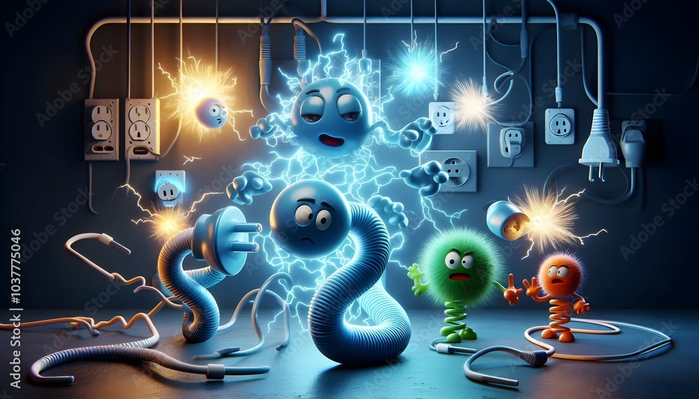 wire cartoon characters defend themselves from mischievous static ...