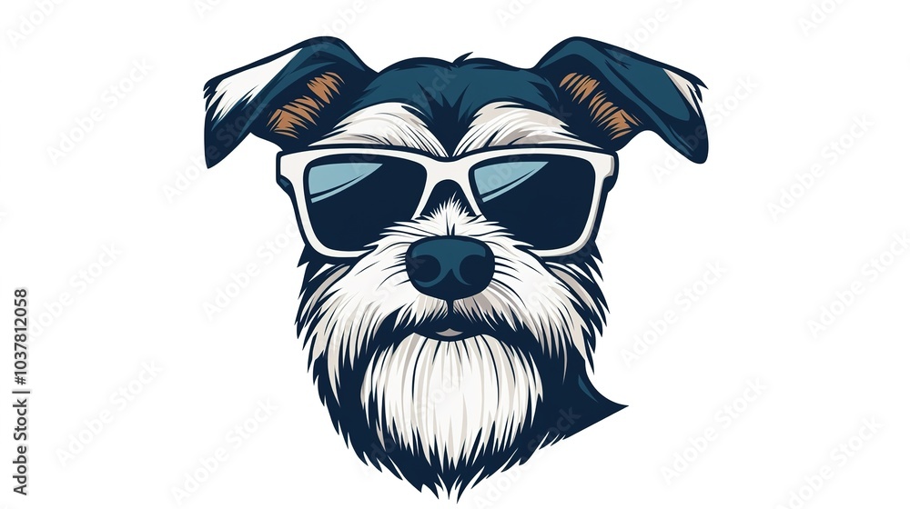 An edgy dog barbershop logo featuring a stylized dog wearing sunglasses ...