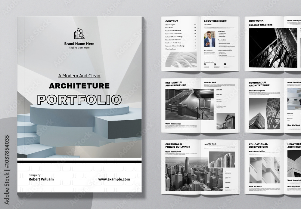 Architecture Portfolio Template Layout Stock Template | Adobe Stock