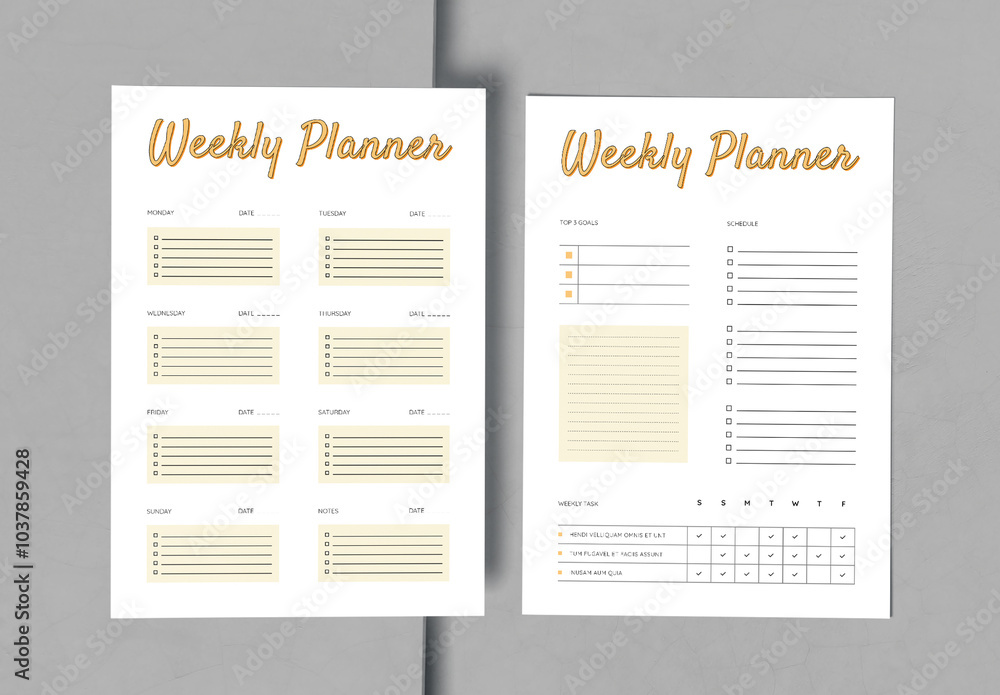 Weekly Planner Layout Stock Template | Adobe Stock