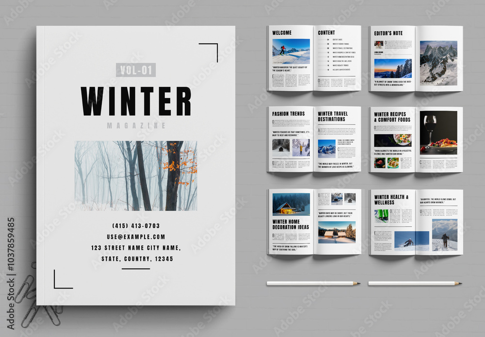 Winter Magazine Template Stock Template | Adobe Stock