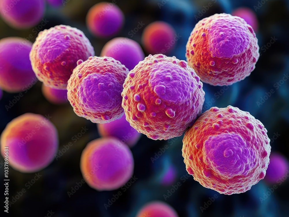 magnified view of staphylococcus aureus, showcasing a cluster of ...