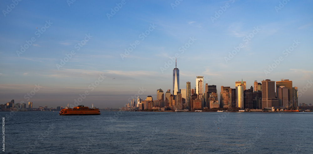 Manhattan's beautiful skyline, New York, United States. Panorama view ...
