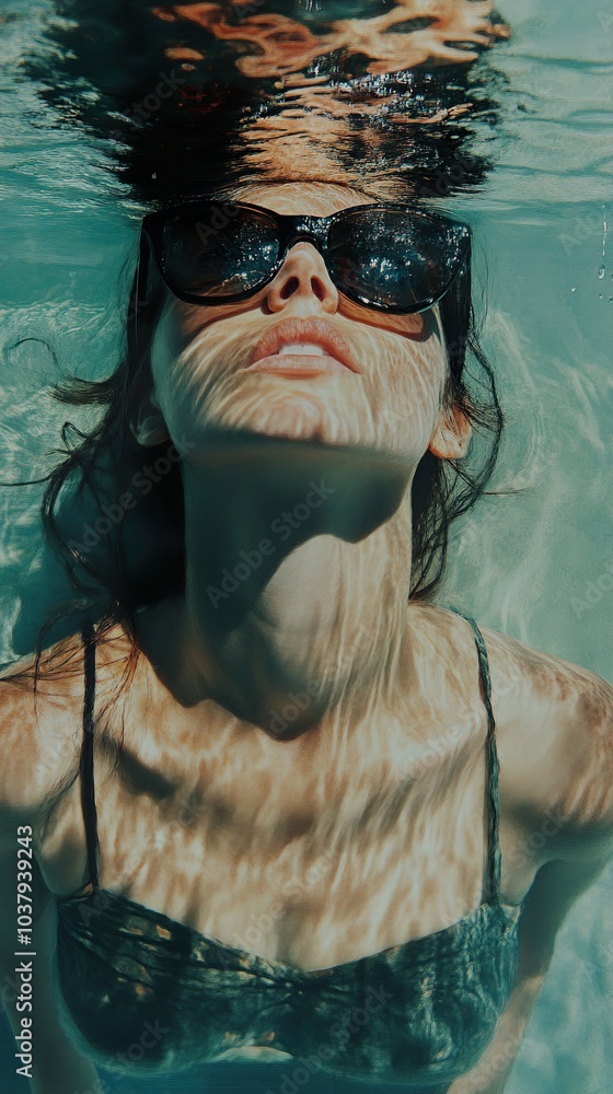 Beautiful Woman Underwater in a Swimming Pool Stock Photo | Adobe Stock