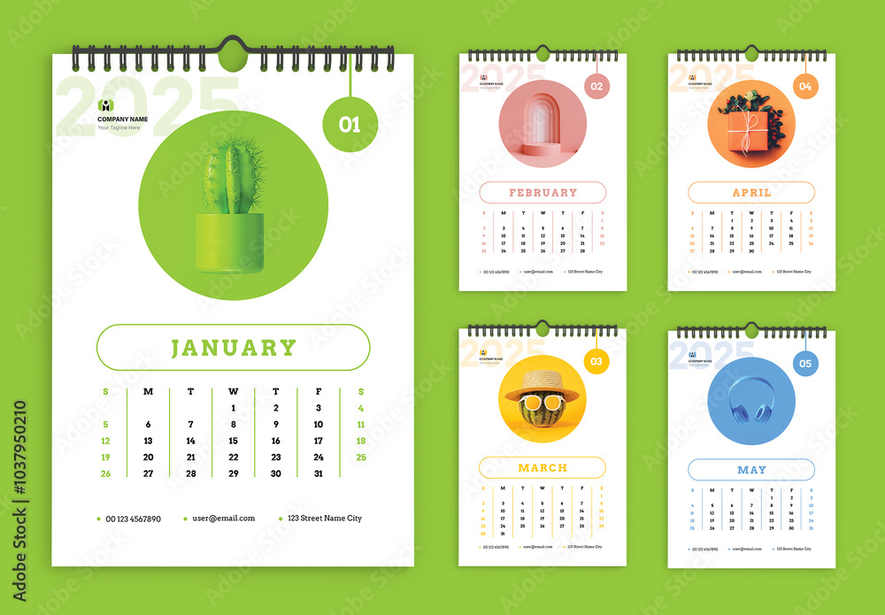 Creative Colorful Calender Layout 2025 Stock Template | Adobe Stock