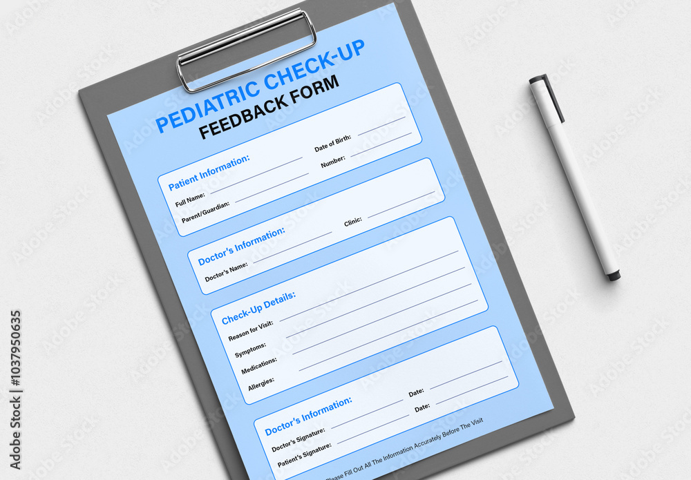 Modelo de Pediatric Check Up Request Form Template do Stock | Adobe Stock