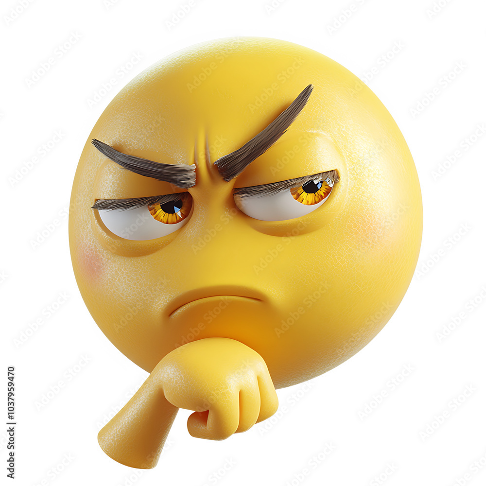 Yellow Thinking face emoji isolated on transparent background,Thinking ...