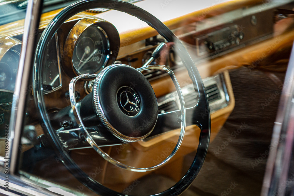 steering wheel of a mercedes benz 600 pullman limousine shown at the ...