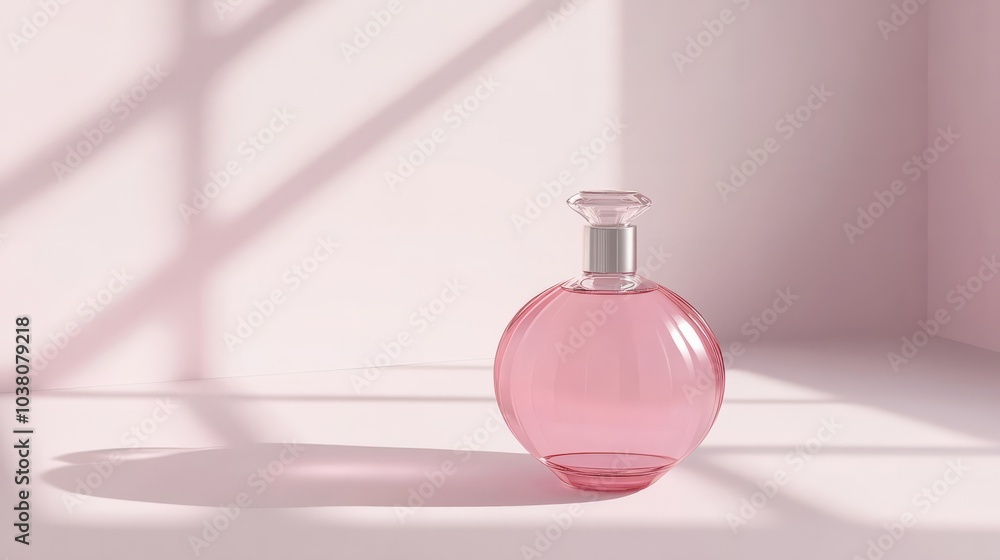 Pink Perfume Bottle in Soft Light: A delicate, feminine perfume bottle ...