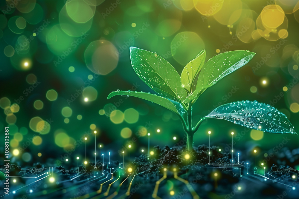 An artistic concept showcasing the integration of nature and technology ...