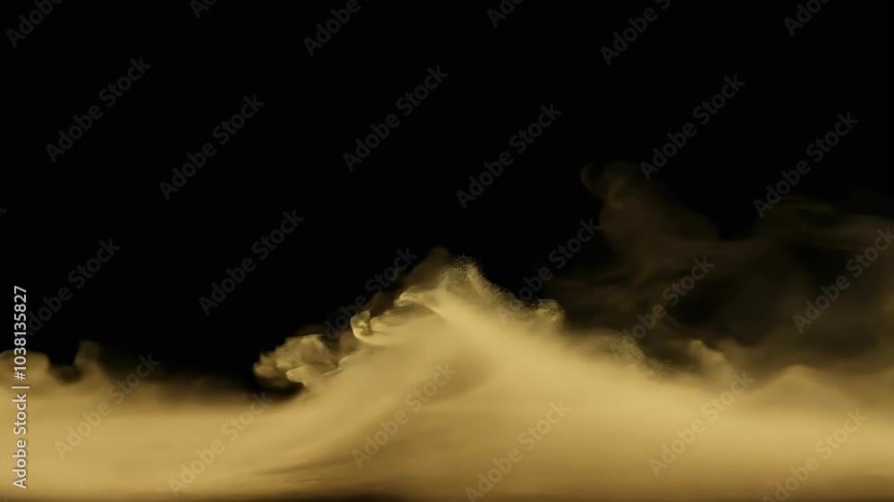detailed 4K framebyframe animation dust particles smoke rising ground impact simulating jump ...