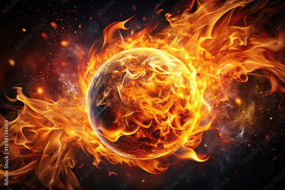 Experience a captivating burning fireball element designed for visual ...