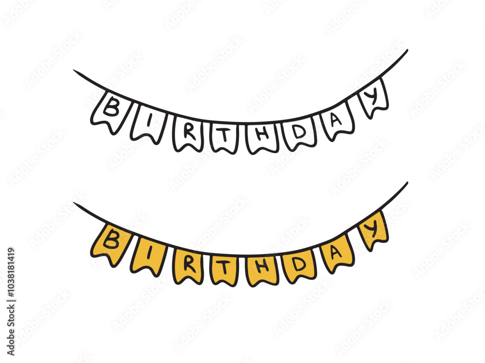 Happy birthday string with yellow flags garland for celebrating ...