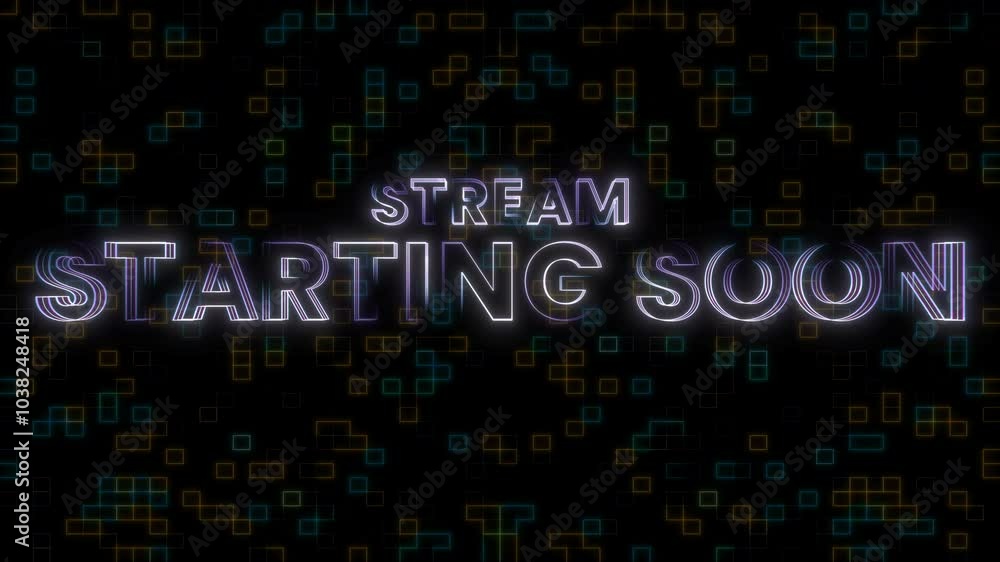 Stream starting soon neon text animation suitable for video live ...