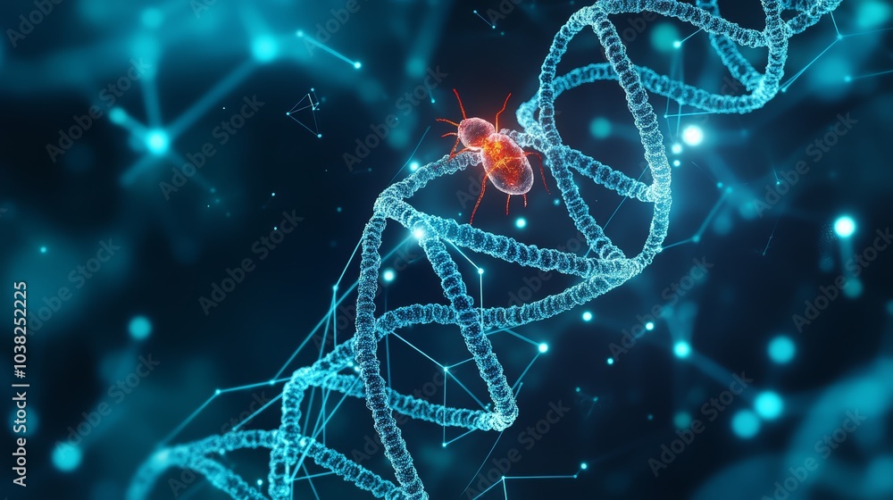 Photo & Art Print Microscopic view of DNA structure with genetic ...