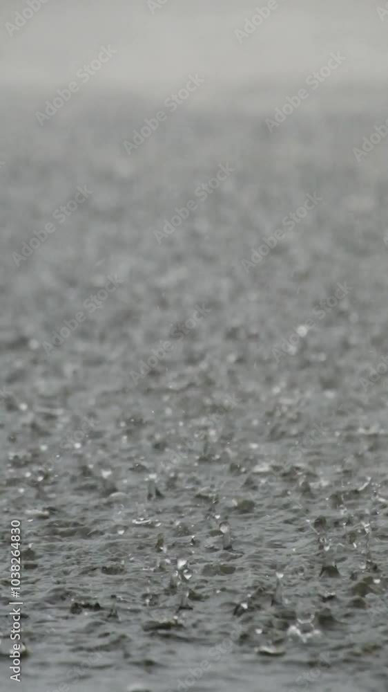 Vertical footage Abstract shapes, patterns and textures of rainwater ...