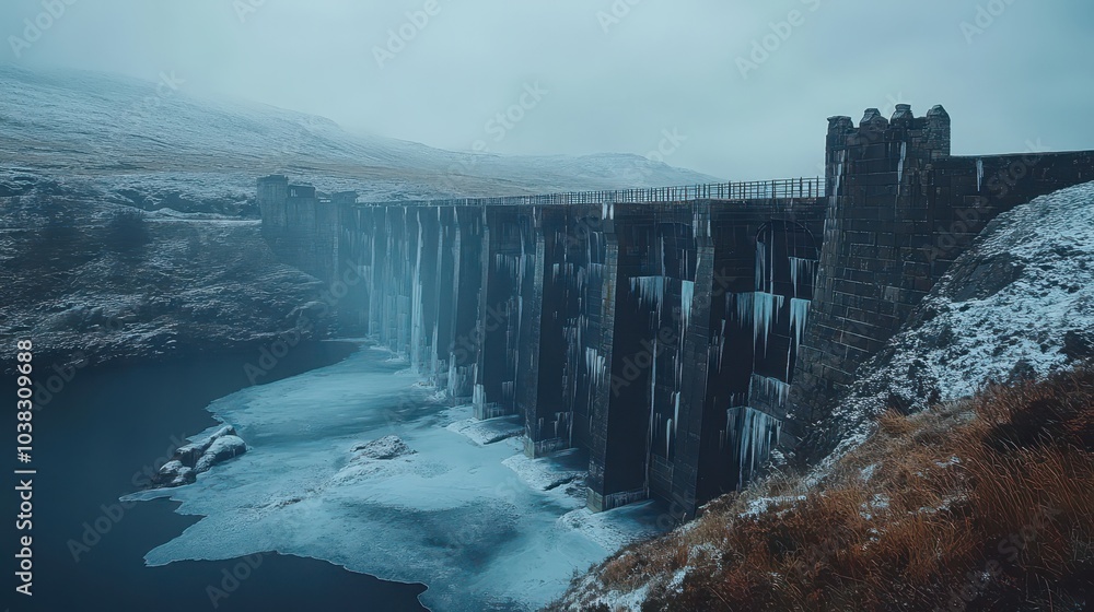 wilderness, reservoir, structure, A low angle view of the Carron Valley ...