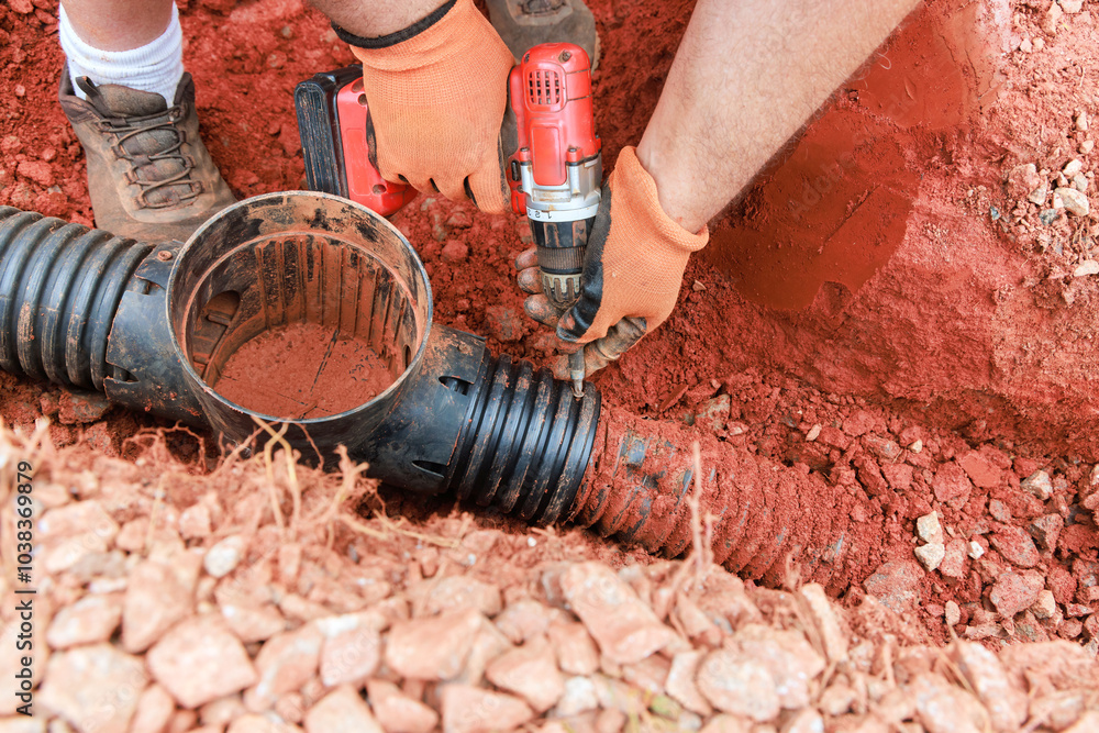 Poster In order to repair damaged drainage system for collecting ...