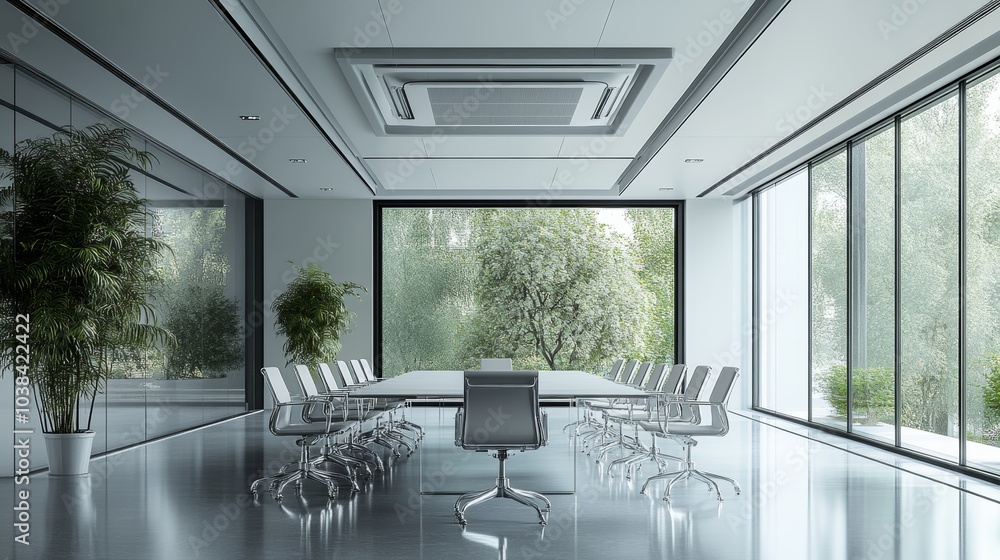 Professional meeting room with advanced air conditioning system ...