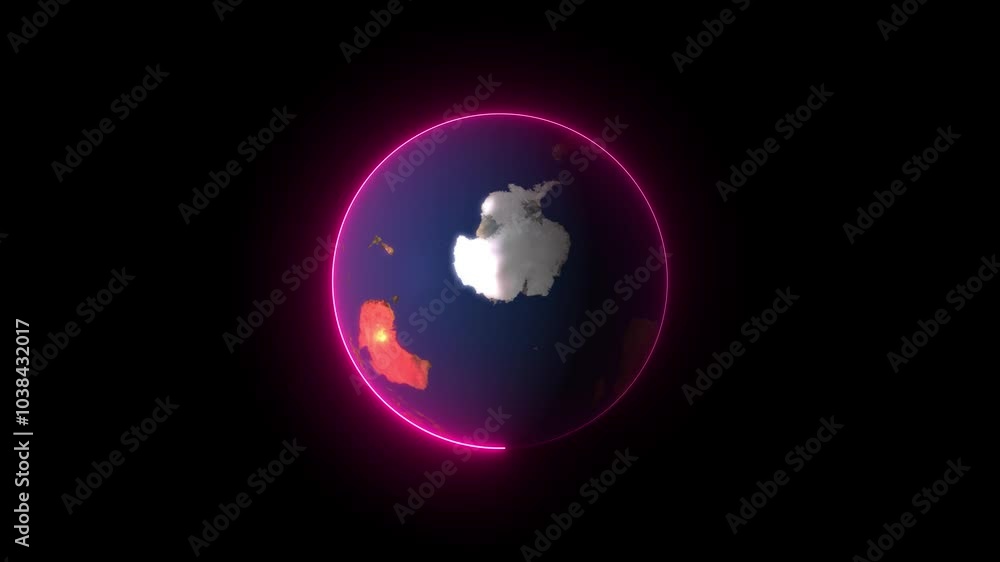 Renewable energy growth, 2d futuristic globe, global perspective ...