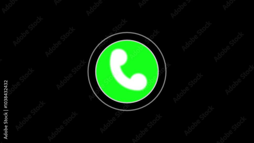 White Glowing Telephone icon animation on the black background. White ...