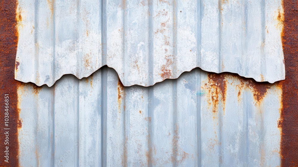 Cracked metal panel with a blend of rusty and dry gray patches ...