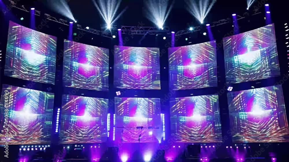 visually exciting 4K animation flashing LED lights wall designed stage ...
