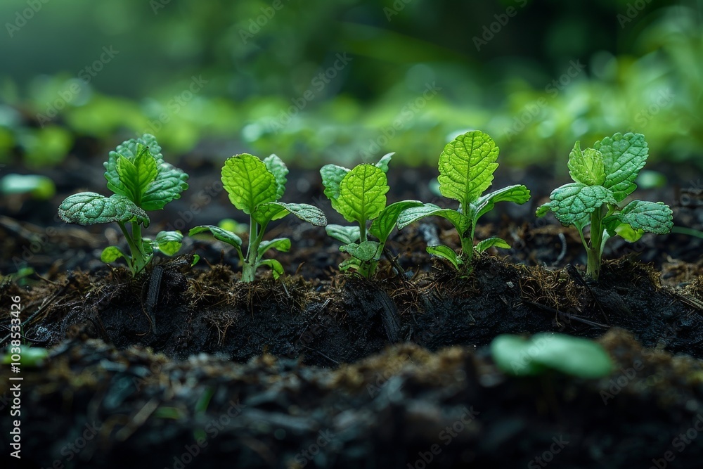 green seedlings with well developed roots are growing in healthy ...
