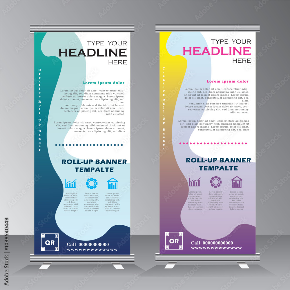 roll up banner design template, vertical banner template design ...