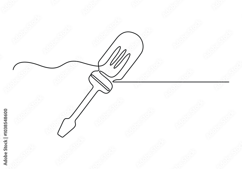 Vector continuous one editable line drawing of screwdriver. Single line ...