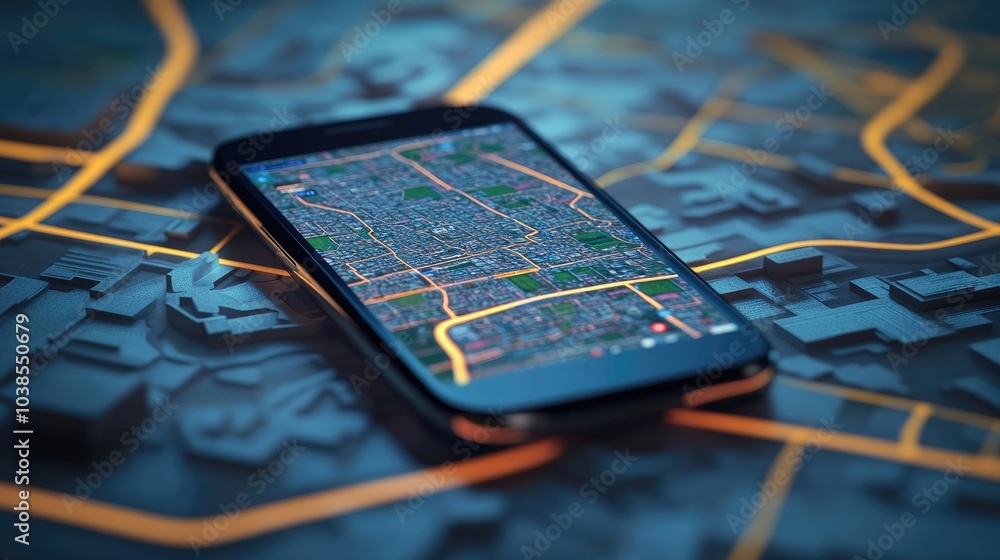 Virtual boundary lines surrounding specific areas on a digital map ...