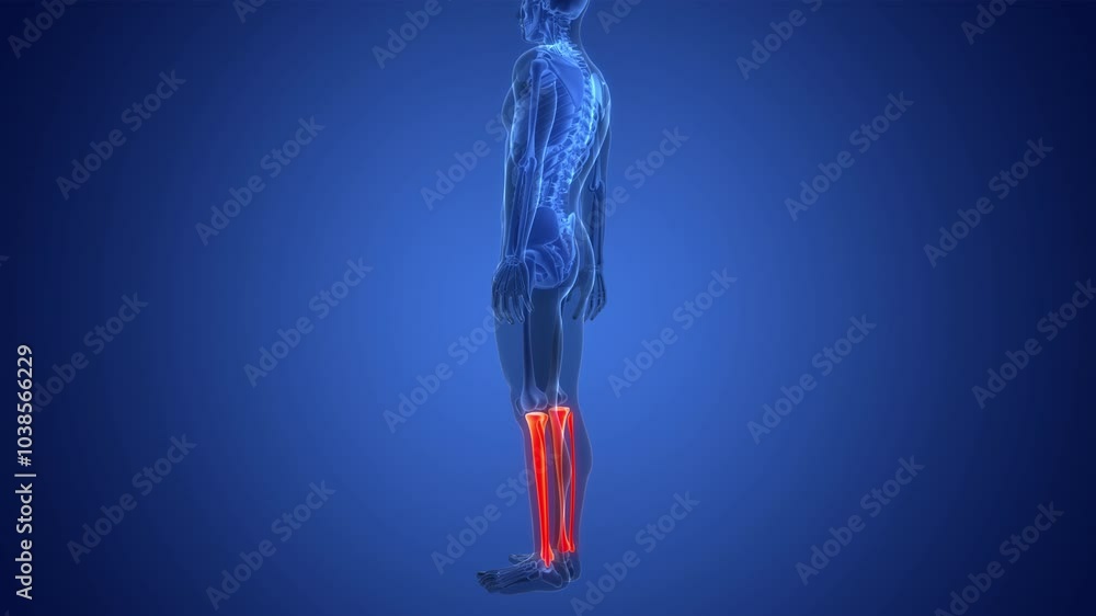 Human Skeleton System Tibia and Fibula Bone Joints Anatomy Animation ...