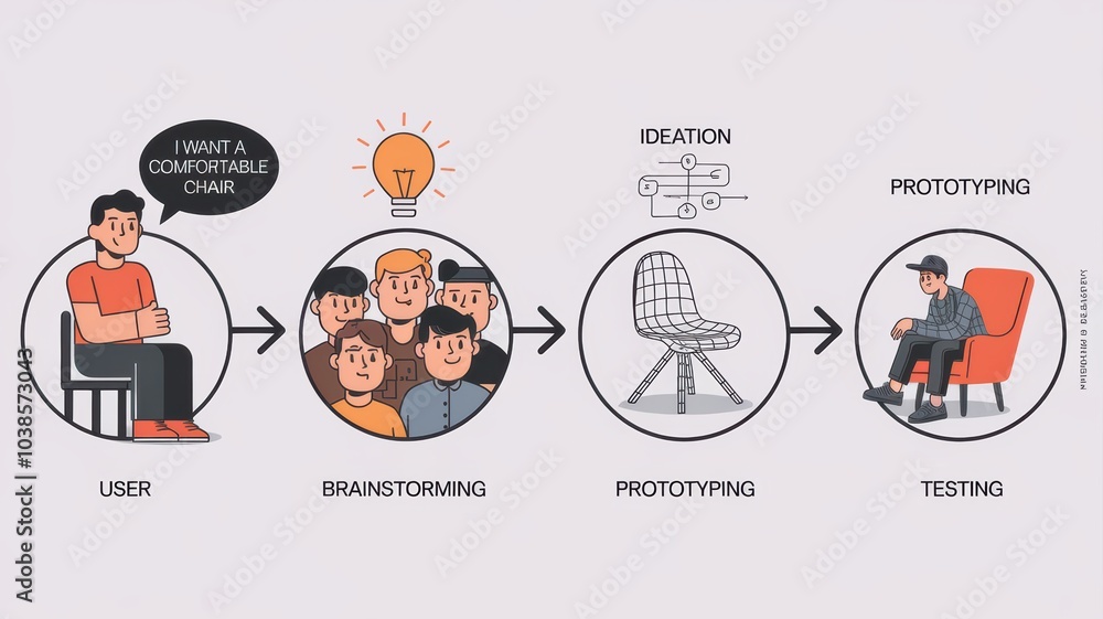 The Design Thinking Process: A colorful and engaging infographic ...