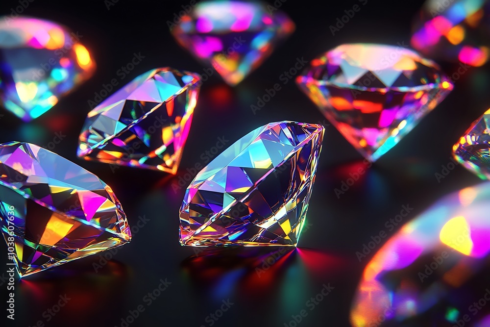 Radiant Gemstone Crystals Exhibiting Spectrum of Colors in Dramatic ...