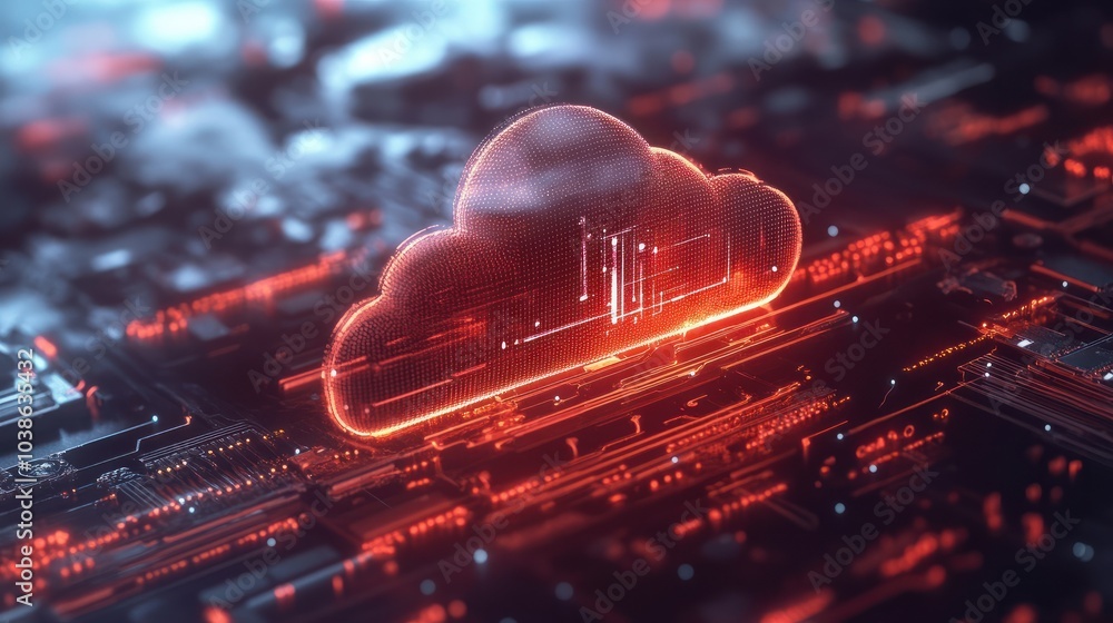 Futuristic representation of cloud technology with data connections and ...