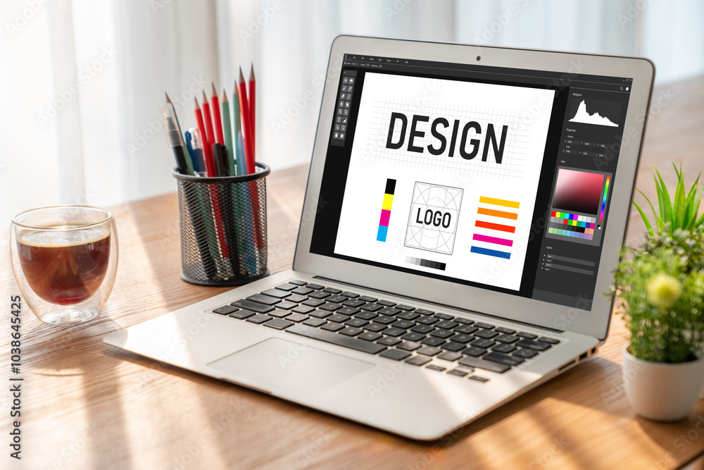 Graphic designer software for modern design of web page and commercial ...