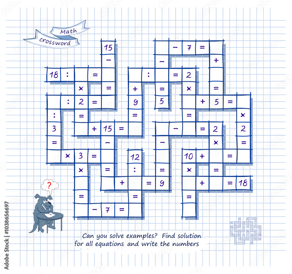 Mathematical crossword. Can you solve examples? Find solution for all ...