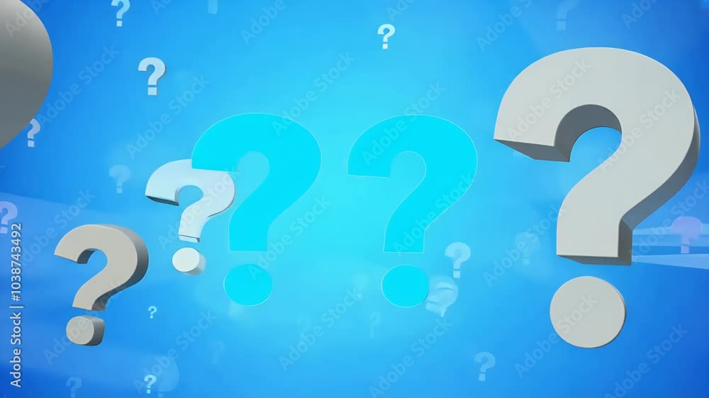4K video loop question mark symbols blue background perfect use ...